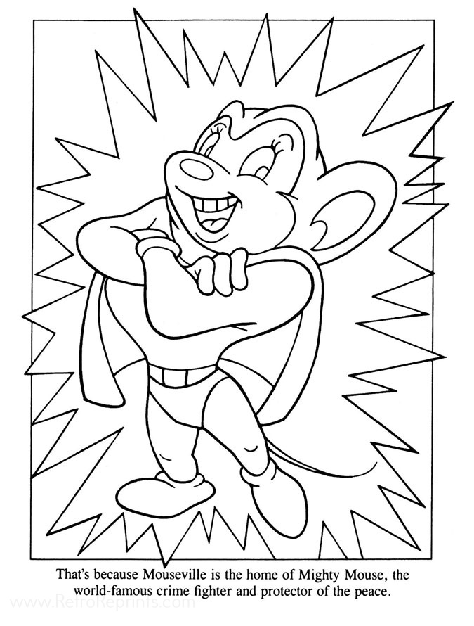 mighty mouse coloring pages