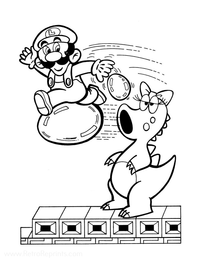 mario bros coloring pages yoshi