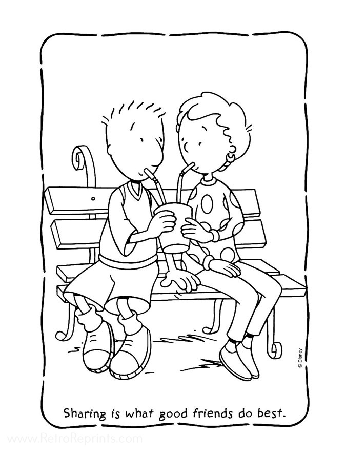 child sharing coloring pages