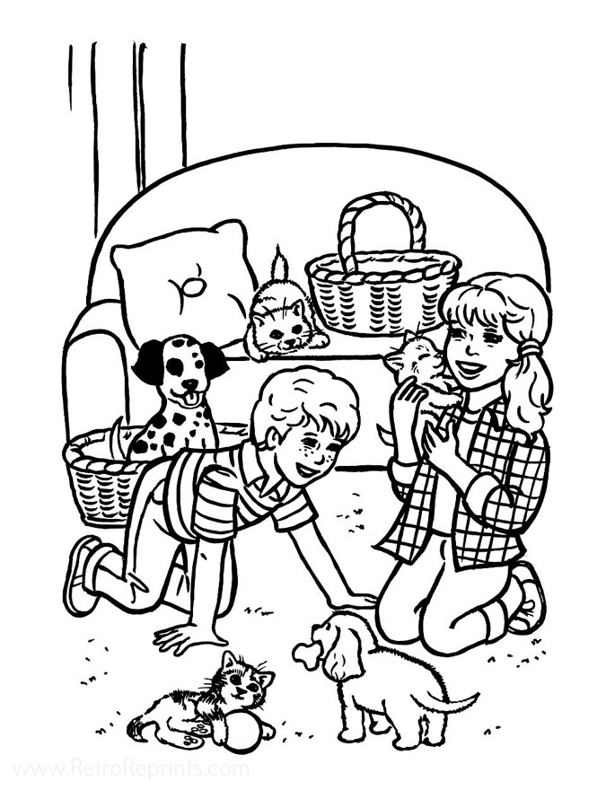 kids sharing coloring pages