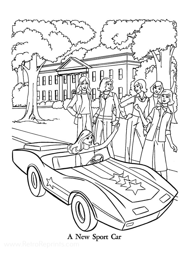 barbie car coloring pages