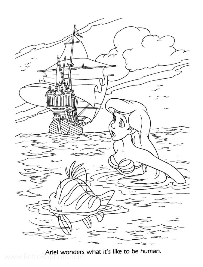 ariel human coloring pages