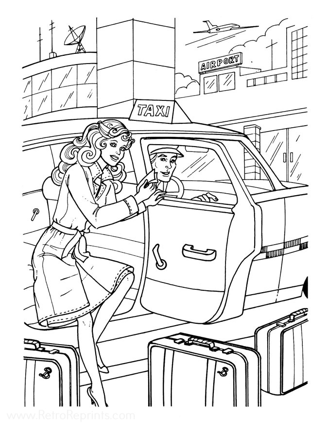 barbie car coloring pages