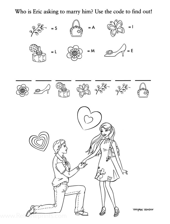 barbie wedding coloring pages