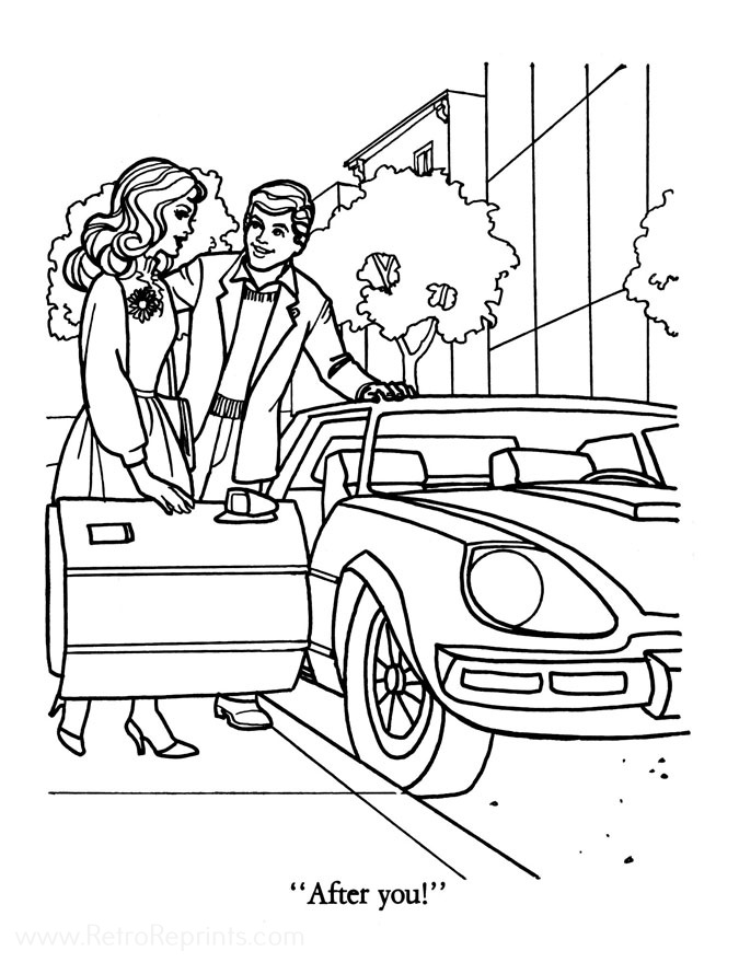 barbie car coloring pages