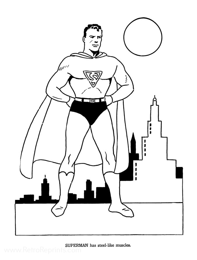 superman flying coloring pages
